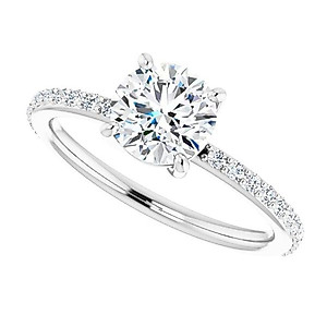 Moissanite Ring 10K Solid White Gold Handmade Engagement Ring 1.0 CT Round Cut Moissanite Diamond Solitaire Accent Wedding/Bridal Rings for Women/Her Propose Ring By Rivaan Jewel (6)