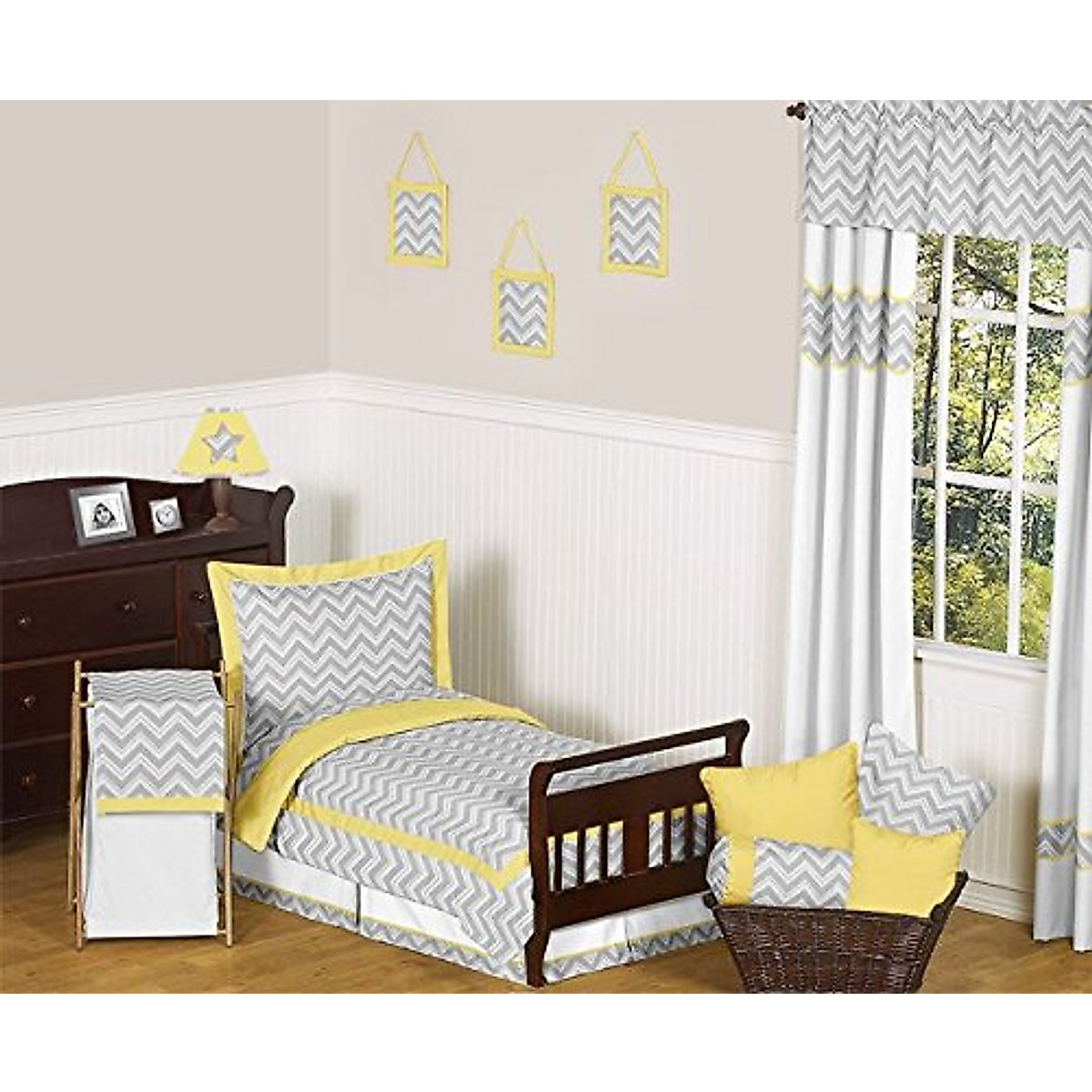 Sweet Jojo Designs Fitted Crib Sheet for Yellow and Gray Chevron Zig Zag Baby/Toddler Bedding - Yellow
