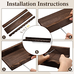 Suzile Wall Floating Shelves Set of 2 Scalloped Shelves for Room, Bathroom, Bedroom, Cute Room Decor Aesthetic and Books, Toys, Photo Frames Storage(23",Carbonized Brown)