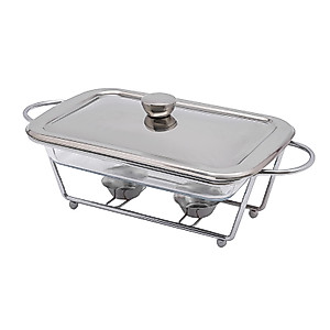 BANLICALI Chafing Dish, Rectangular Buffet Chafer with Stainless Steel Frame, Tempered Glass Container and Fuel Holders, Countertop 2L Warmers Container with Lid for Parties Restaurant Silver