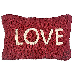 Chandler 4 Corners Artist-Designed Love Hand-Hooked Wool Decorative Throw Pillow (8” x 12”) Valentine's Day Pillow for Couches & Beds - Easy Care, Low Maintenance Love in Red Pillow for Anniversaries