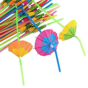 DelightBox 24 Multicolored Cocktail Parasol Umbrella Straws