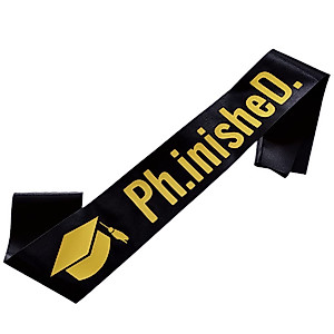 Magnusson's Garden PhD Graduation Sash, Ph.inisheD. Finished Phinally Done Graduation Gift for PhD Grads and Survivors, Class of 2024 Congrats Decor