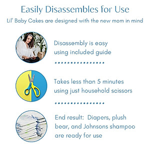 Lil' Baby Cakes Boy Blue Diaper Cake - Makes a Beautiful Baby Gift - Adorable and Practical Handmade Baby Gift with 42 Swaddler Diapers Size 1-10 in x 12 in