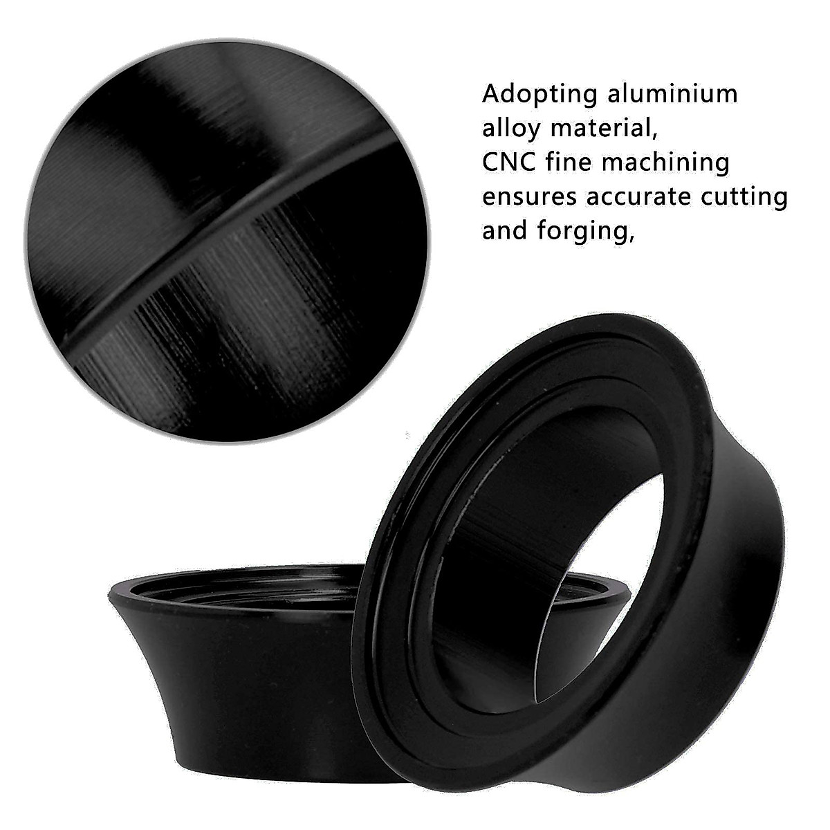 2pcs Bike Taper Washer CNC15mm Bike Front Fork Conical Spacers for Road Mountain Bike Multiple Colour(Black)