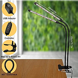 JINHONGTO Plant Light for Indoor Plants, 3000k/5000k/660nm Full Spectrum Clip On Grow Light, 3 Light Modes & 10 Dimming Levels with Timer Function, Plant Growing Lamp