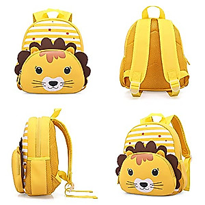 KK CRAFTS Toddler Backpack, Waterproof Preschool Backpack, 3D Cute Cartoon Neoprene Animal Schoolbag for Kids, Lunch Box Carry Bag for Boys Girls, Cute Lion