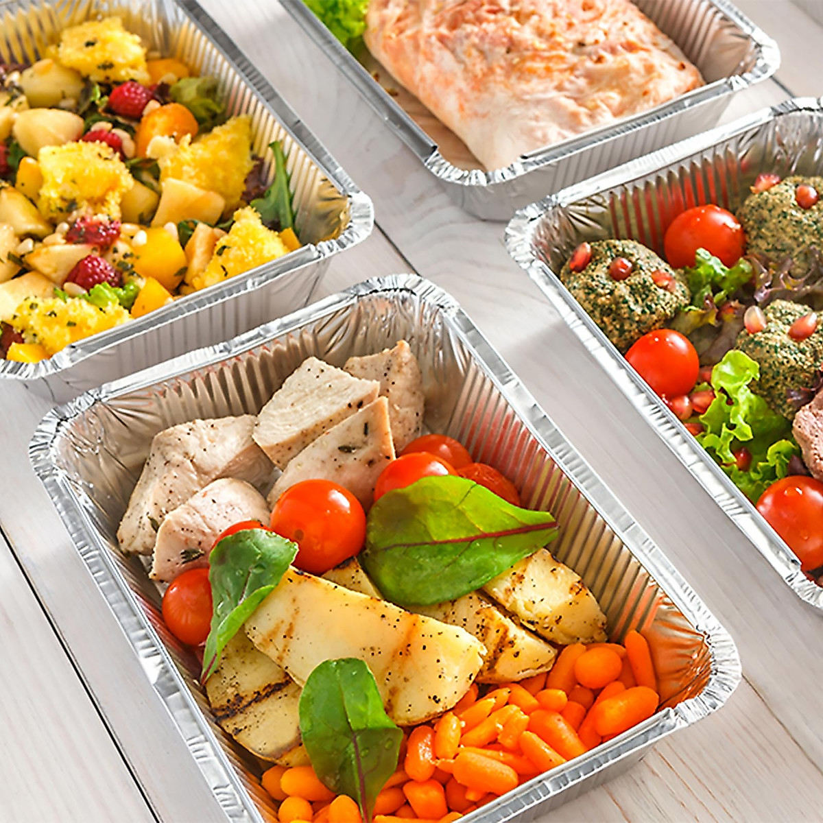 36-Pack Premium Thanksgiving Leftover Containers with Lids - Durable & Leak-Proof, 6.1"W X 8.2"L X 1.8"H,Thanksgiving Aluminum Foil Containers Perfect for Fall Party Leftovers & To-Go Meals