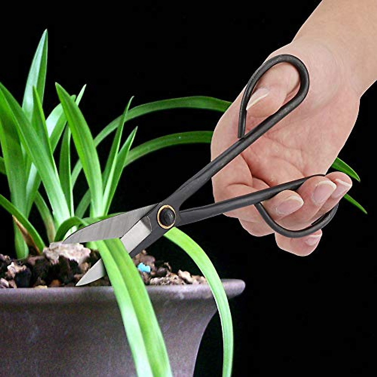 Multifunctional 205mm Long Handle Steel Bonsai Scissors Pruning Shear Bud Leaves Trimming Tool Garden Equipment for Bud Trimming, Thinning and Bonsai Defol