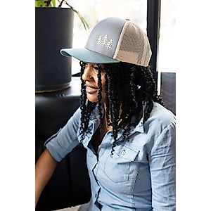 44N, Snapback Trucker Hat, Tree (Heather Grey/Smoke Blue/Beige)