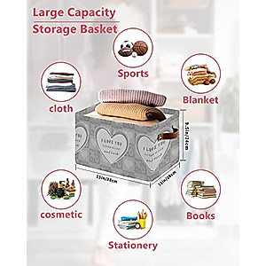 Large Capacity Storage Bins Valentine's Day I Love You to the Moon and Back Storage Cubes, Collapsible Storage Baskets for Organizing for Bedroom Living Room Shelves Home 15x11x9.5 In