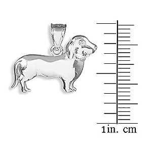 Polished 925 Sterling Silver Weiner Dog Charm Dachshund Pendant