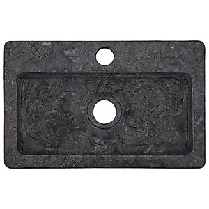 Wall-mounted Sink Gray 15"x9.4"x2.6" Marble,Marble WallMounted Sink: Modern Elegance for Your Bathroom or Washroom Bath Fixtures，Bathroom Sinks