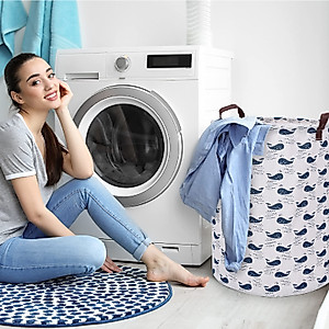 Seebel Strorage Basket,Nursery Hamper Canvas Laundry Basket Foldable with Waterprrof PE Coating Foldable Home Organizer for Kids Boys and Girls,Office,Bedroom,Clothes,Toys-Yellow Grid, Flower