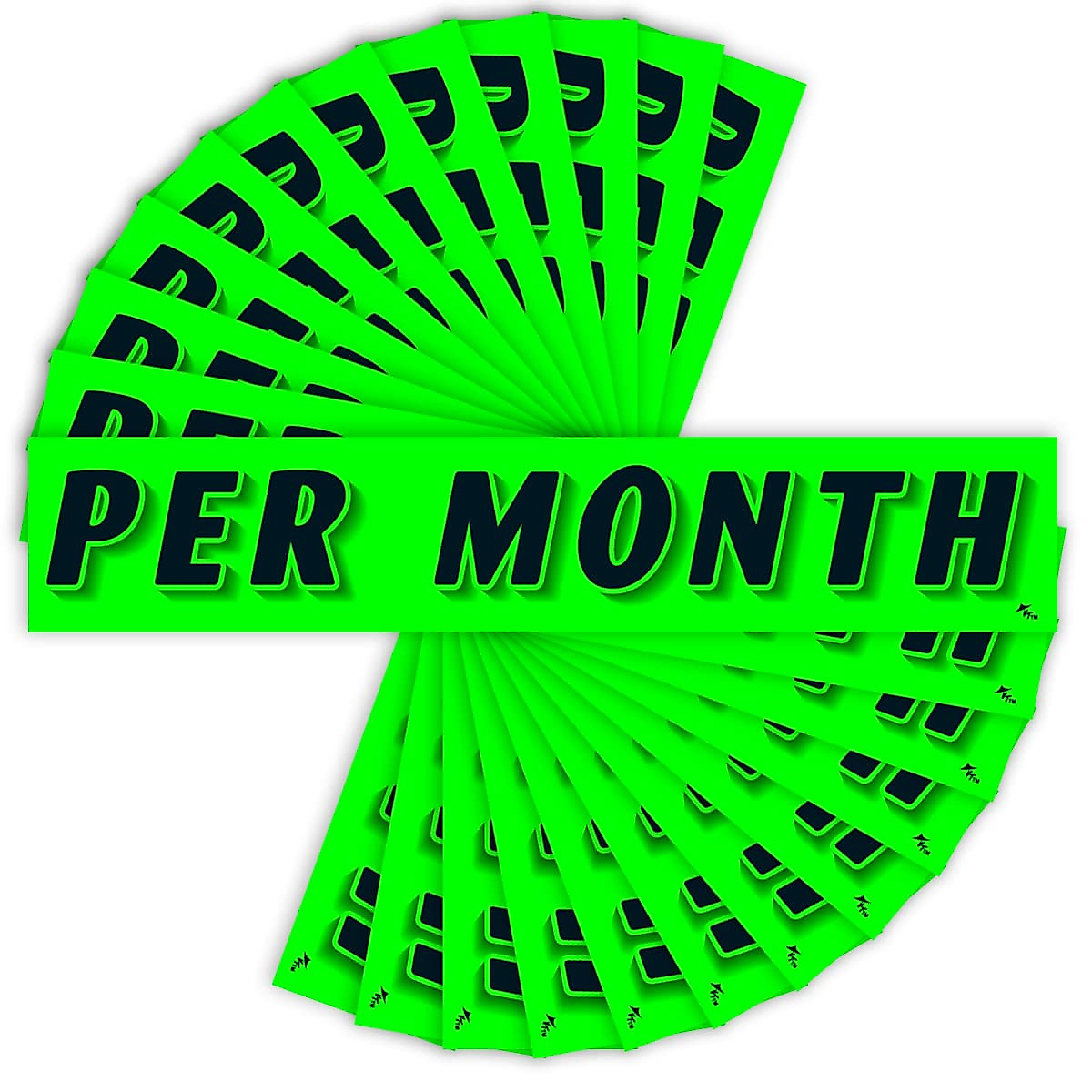 VERSA-TAGS 7.5" Black/Green Vinyl Number Decals 11 Dozen Set Windshield Pricing & 1 Pack of Each of Extra Clean, Financing Available, Per Month 14.5" x 2.75" Sticker Windshield Decal Auto Dealership