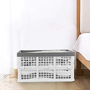 Inhouse 34 Quart Collapsible Milk Crates, Foldable Plastic Container Bin, 3 Packs, F