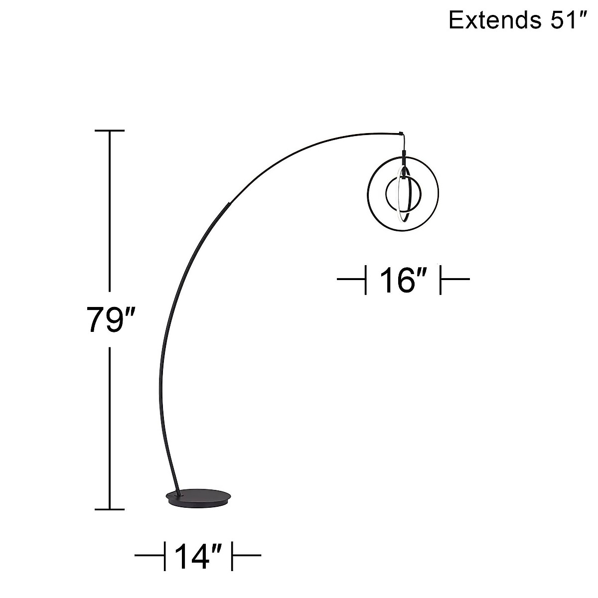 Possini Euro Design Allura Modern 79" Tall Arc Floor Lamp Standing Matte Black Metal 3-Ring Swivel LED Light for Living Room Reading Family Bedroom Bedside Office House Home