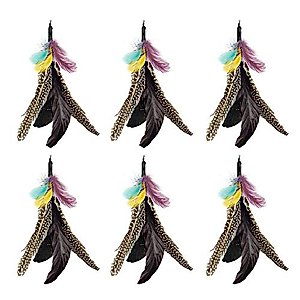 Highland Farms Select Handmade Natural Feather Cat Toy Dah Bird Refills - Interactive Cat and Kitten Toy - 6 Pack