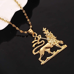 African Ethiopian Lion Pendant Necklace Lion of Judah Jewelry Charms Ethnic Gifts