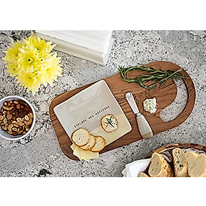 Demdaco Explore New Horizons Sandy Brown 6 x 6 Stoneware Decorative Serving Plate with Spreader