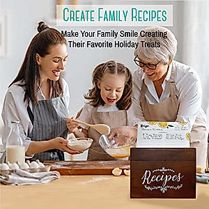OUTSHINE Wooden Recipe Box with Cards and Dividers | Farmhouse Recipe Box with Card Dividers | Large Wood Recipe Cards and Box Set | Vintage Recipe Box Dividers 4x6 with Tabs | Best Recipe Box Holder