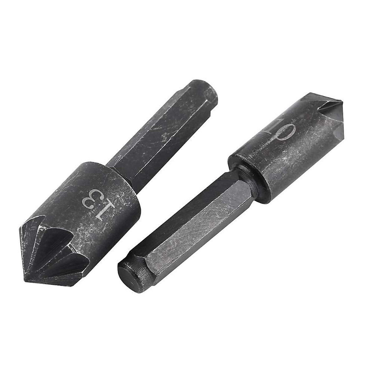 Chamfer Bit,7 Flute 82 Degrees 1/4" Hex Shank High Carbon Steel Countersink Cutter Bits for Wood, Plastic and Other Soft Material(2pcs)