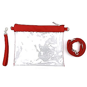 VIEEL New Clear Tote Bag, Crossbody Purse Bag, Adjustable Shoulder Strap (Red)
