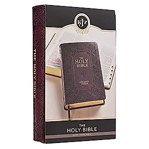 KJV Holy Bible, Giant Print Standard Size Faux Leather Red Letter Edition - Thumb Index & Ribbon Marker, King James Version, Dark Brown