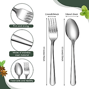 BBTO 100 Pcs Forks and Spoons Silverware Set Bulk Stainless Steel Flatware Cutlery Set Kitchen Utensils for Home Restaurant Kitchen, 50 7.1" Dinner Fork, 50 Teaspoon, Mirror Polished, Dishwasher Safe