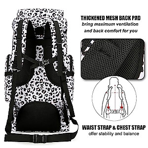 W WINTMING 70L Hiking Backpack Lightweight Camping Backpack Molle Backpack for Backpacking Treeking Climbing Outdoor - Frameless (Leopard Camo)
