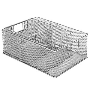 MyGift Modern Silver Metal Wire Basket Pantry Storage Small Organizer Bins, 3-Piece Set