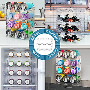 IROONN Large Compartment Water Bottle Organizer, Stackable Water Bottle Organizer for Cabinet, 4 Tier Water Bottle Holder for Kitchen Pantry, Plastic Wine Rack Tumbler Travel Cups Storage