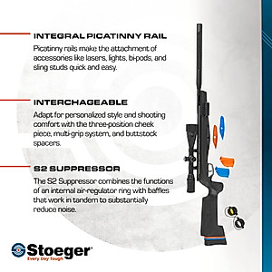 Stoeger S8000-E TAC Airgun Combo - .177 Caliber - Black Synthetic with 3-9x40 Adjustable Objective Scope