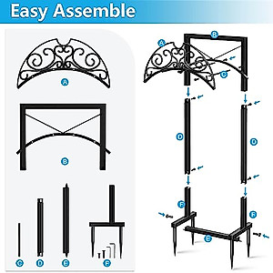 Helhom Garden Hose Holder Freestanding - Detachable Water Hose Holders Outside Heavy Duty Garden Hose Stand Hanger for Outside Lawn Yard Black