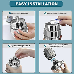 FEELSO 18 Stage Shower Filter, Upgraded High Output Universal Shower Head Water Softener Filter for Hard Water Remove Chlorine Fluoride Heavy Metals Sediments Impurities