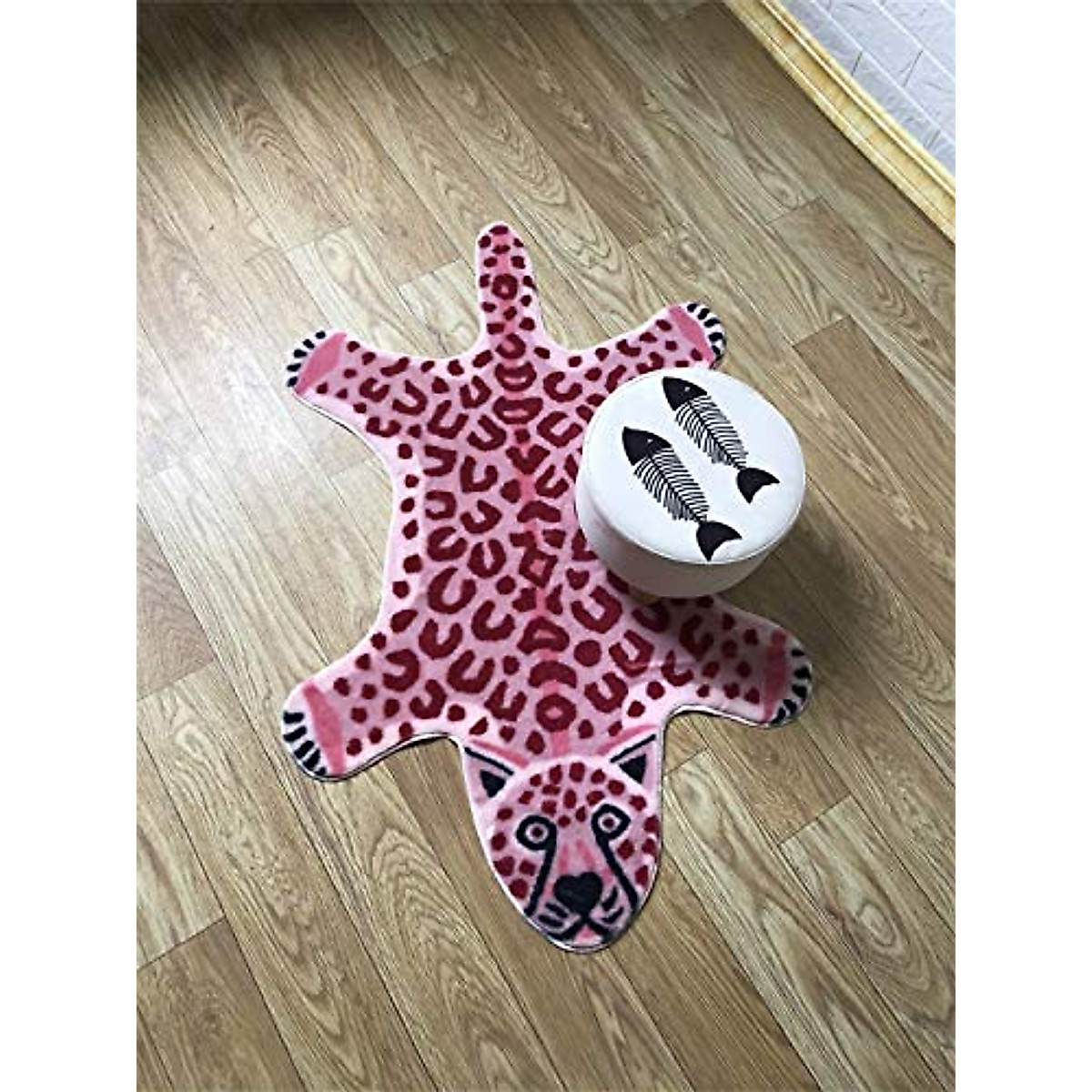 Leopard Print Rug Faux Animal Printed Cowhide Skin Rug Cheetah Area Rugs Carpet Cute Leopard Rugs for Playroom Livingroom, 43.2in L x 28.8in W / 2.4 x3.6 Feet (Pink)