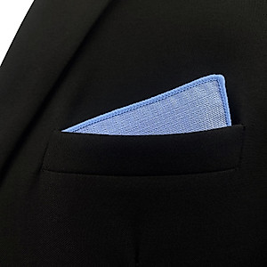 SHLAX&WING Solid Light Blue Azure Silk Pocket Squares for Men Business Wedding