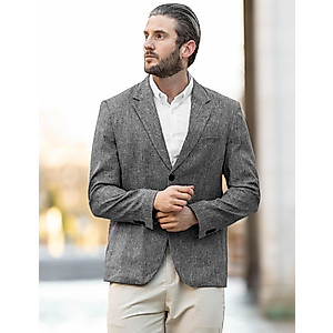 COOFANDY Gray Blazer Men Casual Two Buttons Sport Coats Slim Fitted Lightweight Suit Jacket, Gray, M