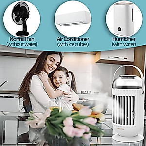 Portable Air Conditioner Fan- BREEZEN 3 Speed Personal Evaporative Air Cooler with Remote Controller and 3 Colours LED Night Light- Quiet Air Humidifier Leakproof Misting Fan for Home, Desk, Office, Bedroom, Car and Camping Tent.