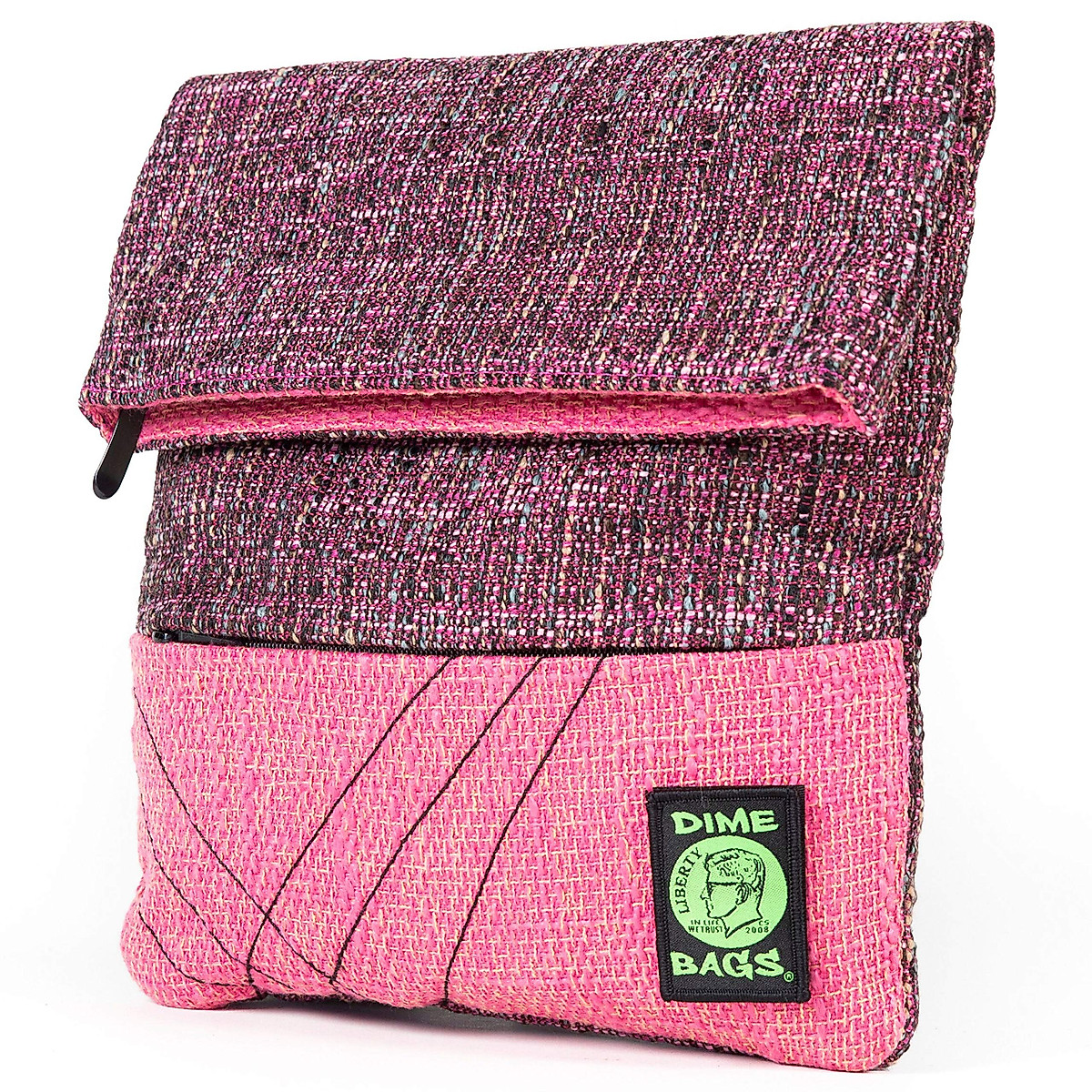 DIME BAGS Large Multi-Purpose Bag | Cross Body Hemp Purse with Adjustable Strap & Included (Large, Static Pink)