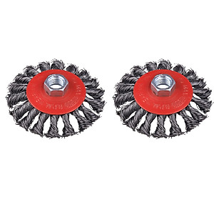 WENORA Wire Wheel for 4 1/2 Angle Grinder, 2 Pack 4 Inch Twist Knotted Wire Wheel for Grinders, with 5/8 Inch-11 Threaded Arbor, Angle Grinder Wire Wheel for Heavy&Light Duty Work