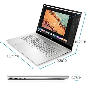 2022 HP Envy Laptop 17.3" FHD IPS Touchscreen 11th Intel i7-1165G7 Nvidia Geforce MX450 Graphics 32GB DDR4 2TB SSD WiFi 6 Fullsize Backlit Keyboard w/ Numpad and FP Reader Win 11 Pro w/32GB USB