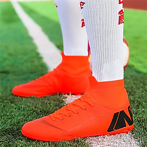 MDPCX Unisex Soccer Sneakers are Light, Breathable, Non-Slip and Shock-Absorbing, and The Youth high-top Indoor Lawn Training Hard Bottom TF/AG.