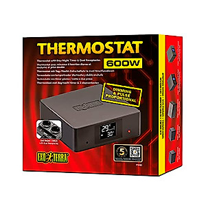 Exo Terra Thermostat for Reptile Terrariums with Day and Night Timer and Dual Receptacles