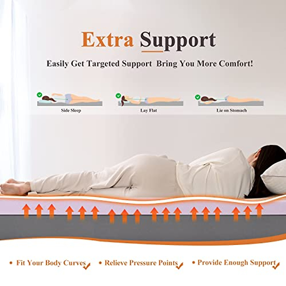 NeuType 3 Inch Memory Foam Mattress Topper Queen Size Mattress Topper Soothing Lavender Infused Cooling Gel Infused Bed Topper CertiPUR-US Certified, Foam Mattress Pad for Pressure-Relieving