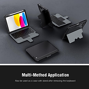 Nillkin iPad 10th Generation Case with Keyboard (10.9", 2022), Detachable Keyboard for iPad 10th Generation with Slide Camera Cover and Multi-Touch Trackpad, Protective Case with Pencil Holder