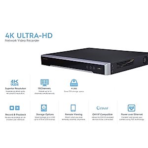 HIKVISION 16-Channel PoE 4K Network Video Recorder NVR, Embedded Plug & Play DS-7616NI-I2/16P（2021 New Version）