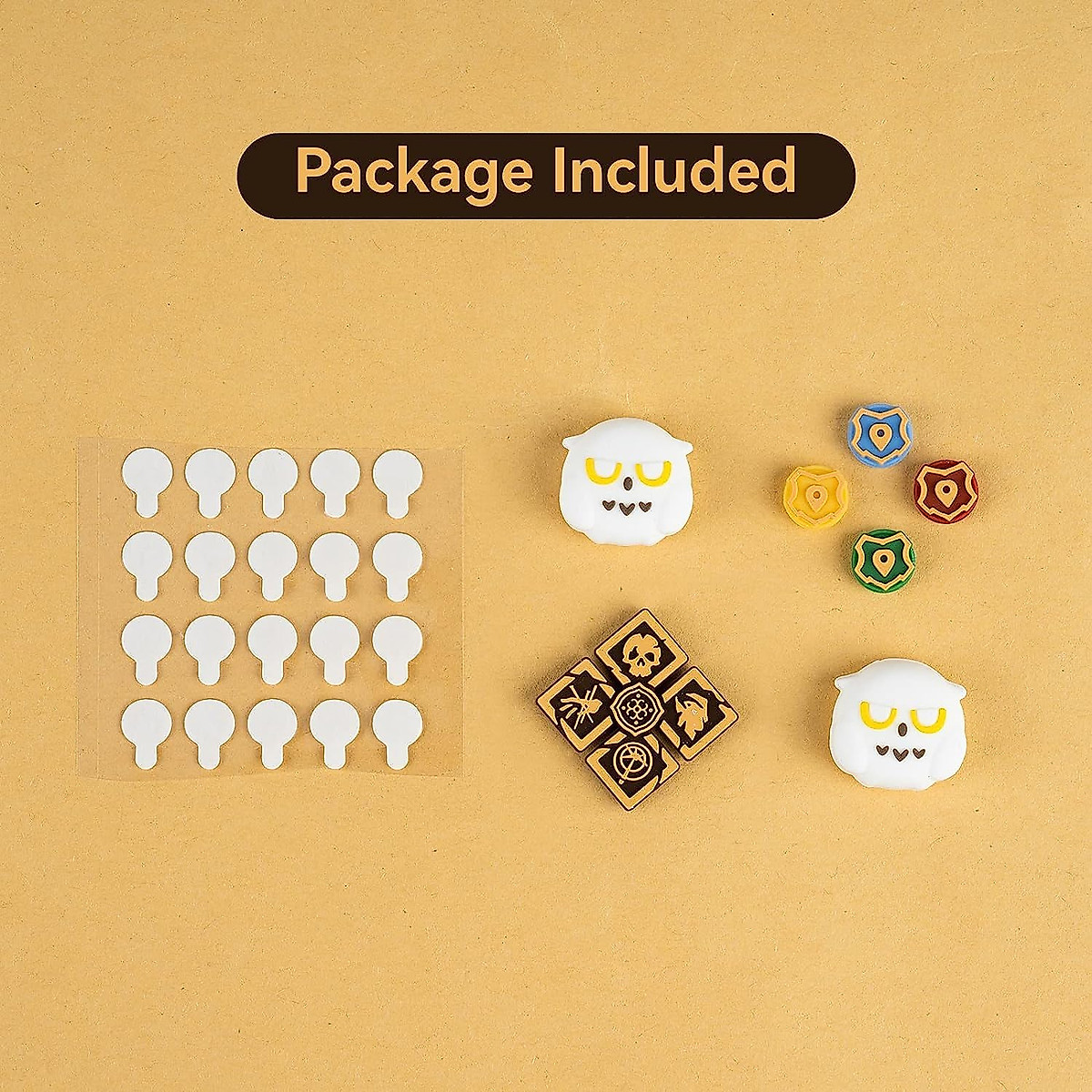 PERFECTSIGHT Cute D-Pad Button Caps Silicone Thumb Grips Set, ABXY Key Buttons Sticker Joystick Cover Caps Compatible with Nintendo Switch/OLED - Owl