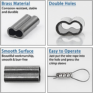 JSHANMEI 500pcs Fishing Crimp Sleeves Kit, Double Barrel Crimp Sleeves Brass Copper Crimping Sleeve Tubes Fishing Line Connector Fishing Wire Crimps Leader Rigging Tackle