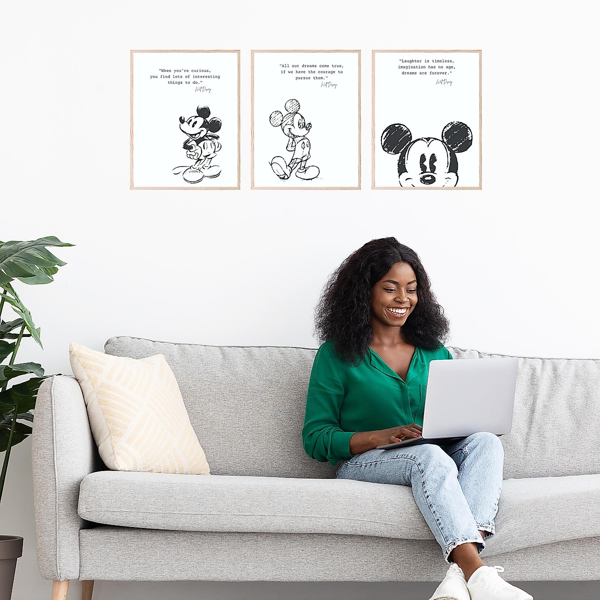 BigWig Prints Mickey Mouse Wall Decor - Mickey Mouse Wall Art Quotes, Nursery Decor Pictures, Motivational Inspirational Room Decoration Posters, Bathroom Art Classroom - Unframed 3 Pack (8x10)